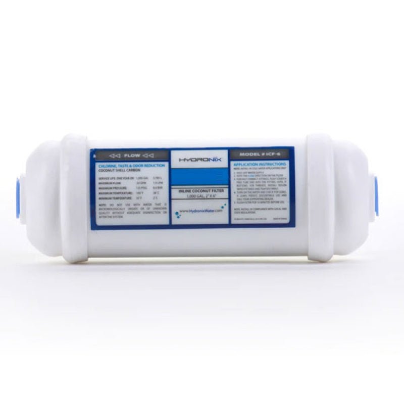 Hydronix (ICF-6) 6" x 2" Inline Coconut Carbon Filter 1000 Gallon ...