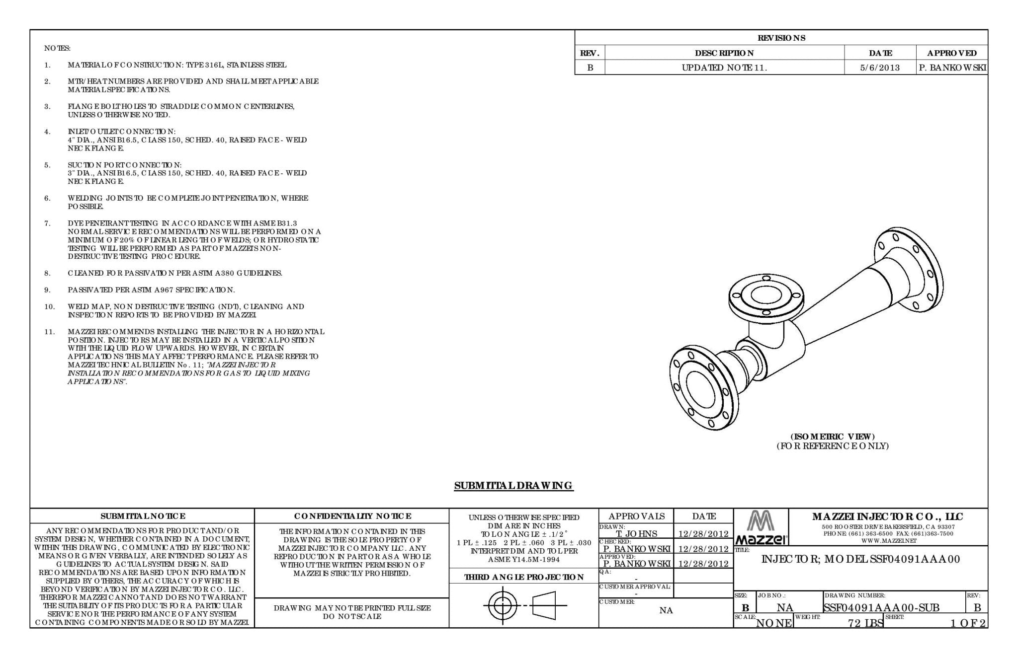 Mazzei - 4091 Series - 4.0" Male NPT Inlet/Outlet Connections (Dual 2 ...