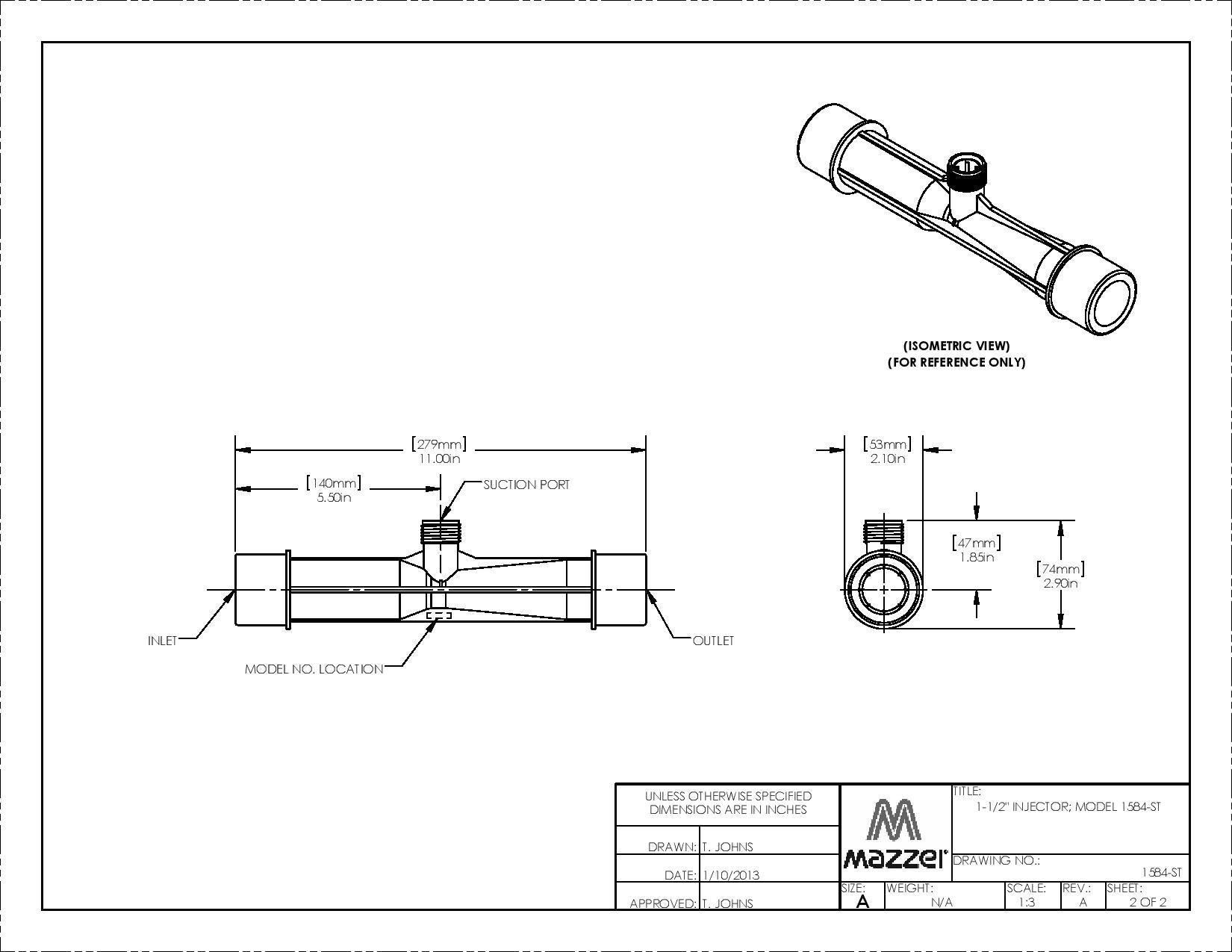 Mazzei - ISO 1584 Series - 40mm Male BSPT Inlet/Outlet Connections (0 ...