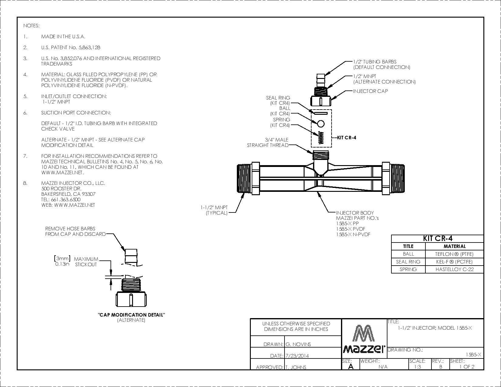 Mazzei - ISO 1585 Series - 40mm Male BSPT Inlet/Outlet Connections (0 ...