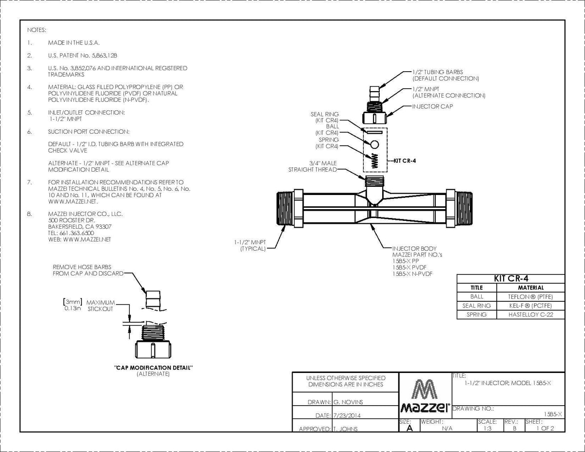 Mazzei - ISO 1587 Series - 40mm Male BSPT Inlet/Outlet Connections (0 ...