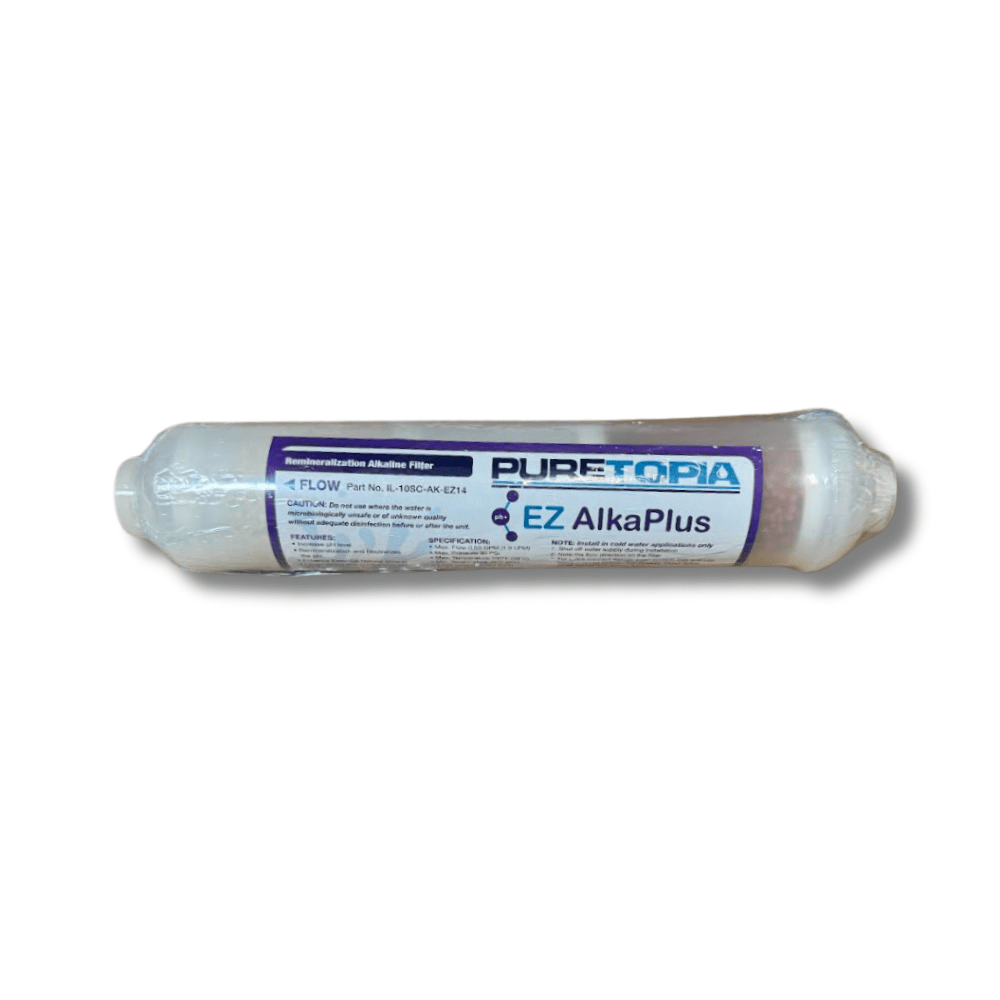 PureTopia (IL-10SC-AK-EZ14) 10" x 2" EZ AlkaPlus Semi-Clear Inline pH ...